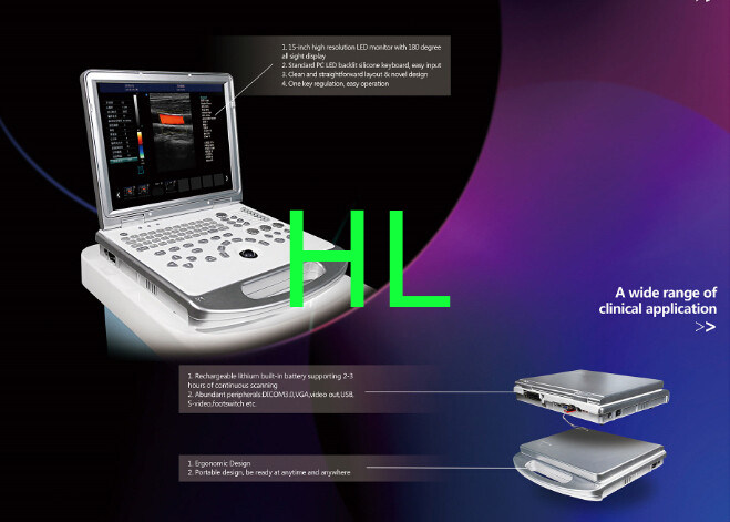 CE / ISO Color Doppler Portable Ultrasound with Printer / UPS / Probes